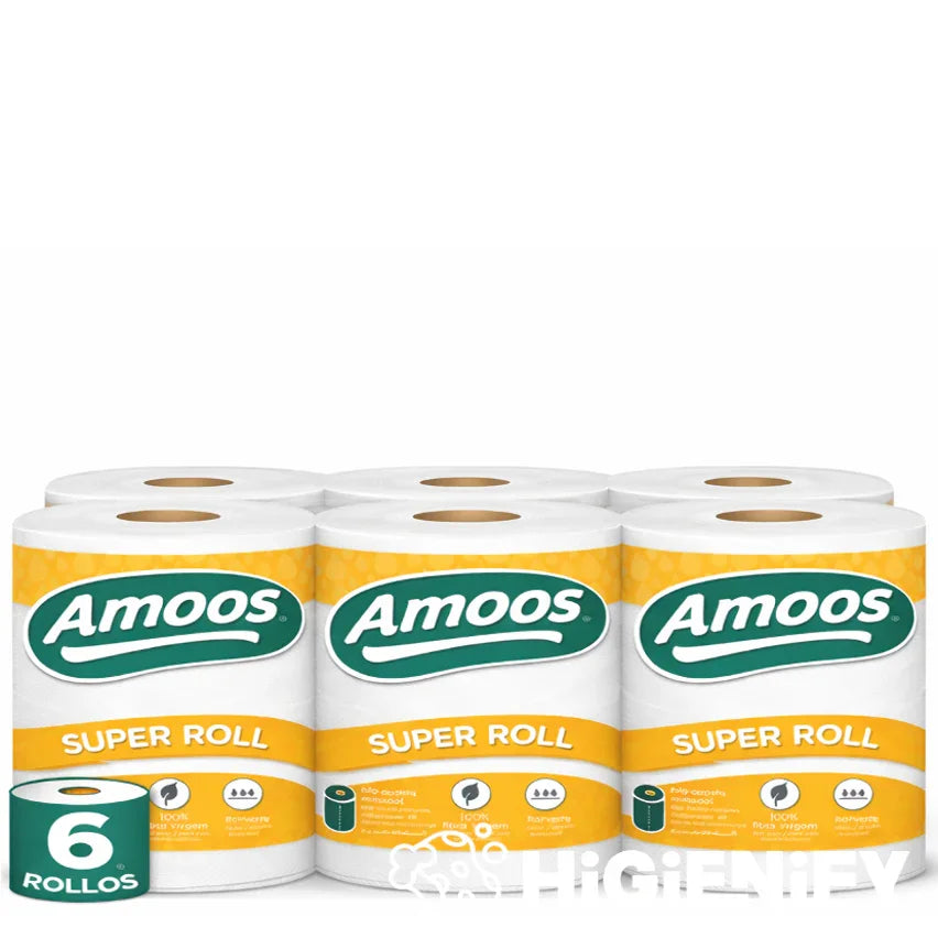 AMOOS ROLO PAPEL MULTIUSOS SUPER ROLL 70M | Pack 6 Rolos | HIGIENIFY